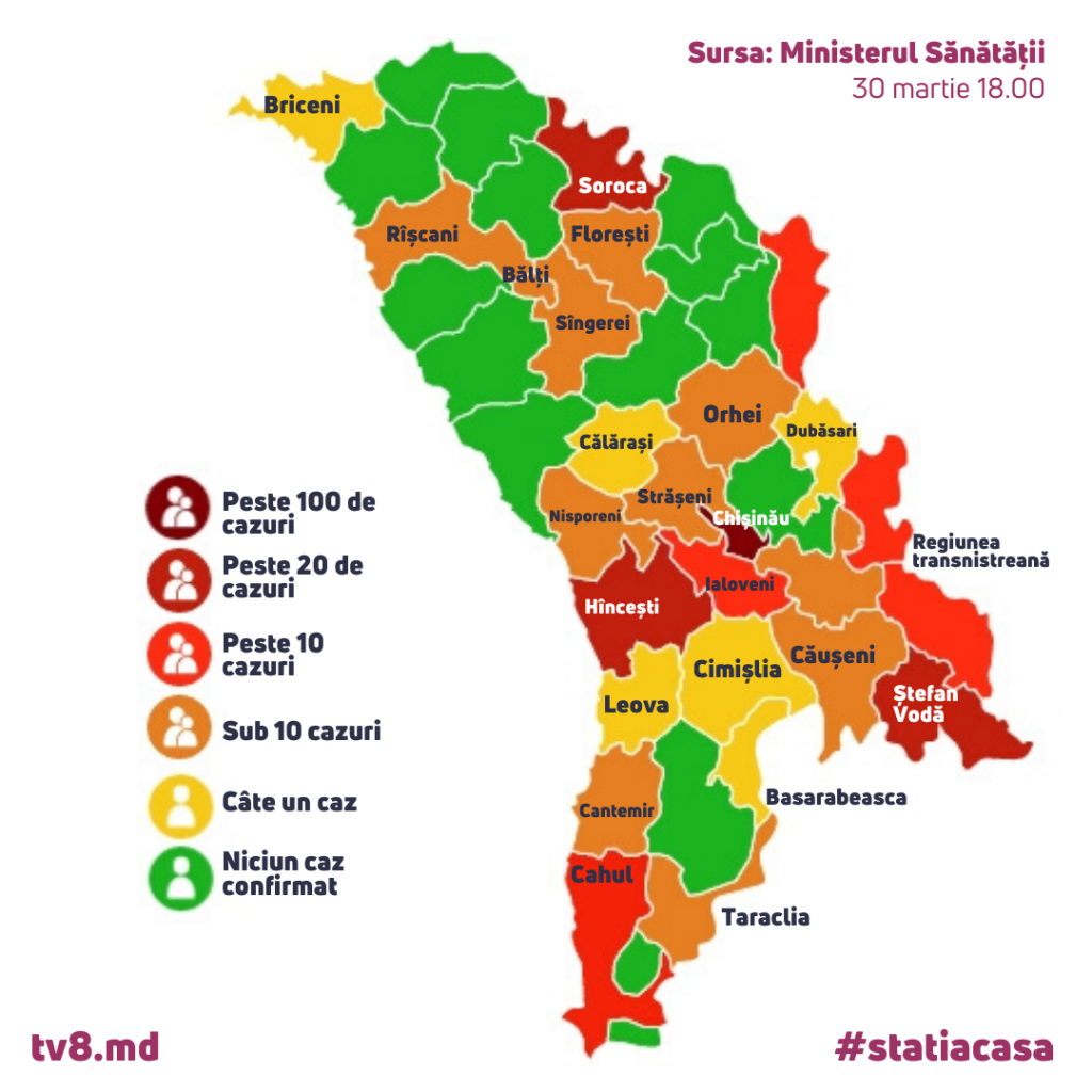 /HARTĂ/ Ștefan Vodă a depășit Hîncești după numărul de infecții cu noul ...
